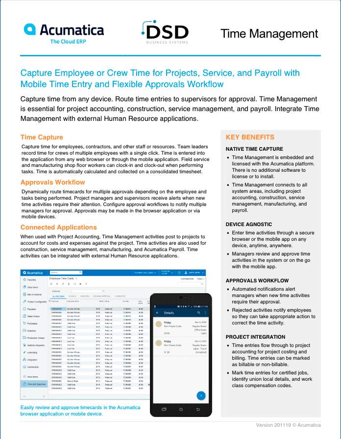 Acumatica Project Accounting: Time Management - DSD Business Systems