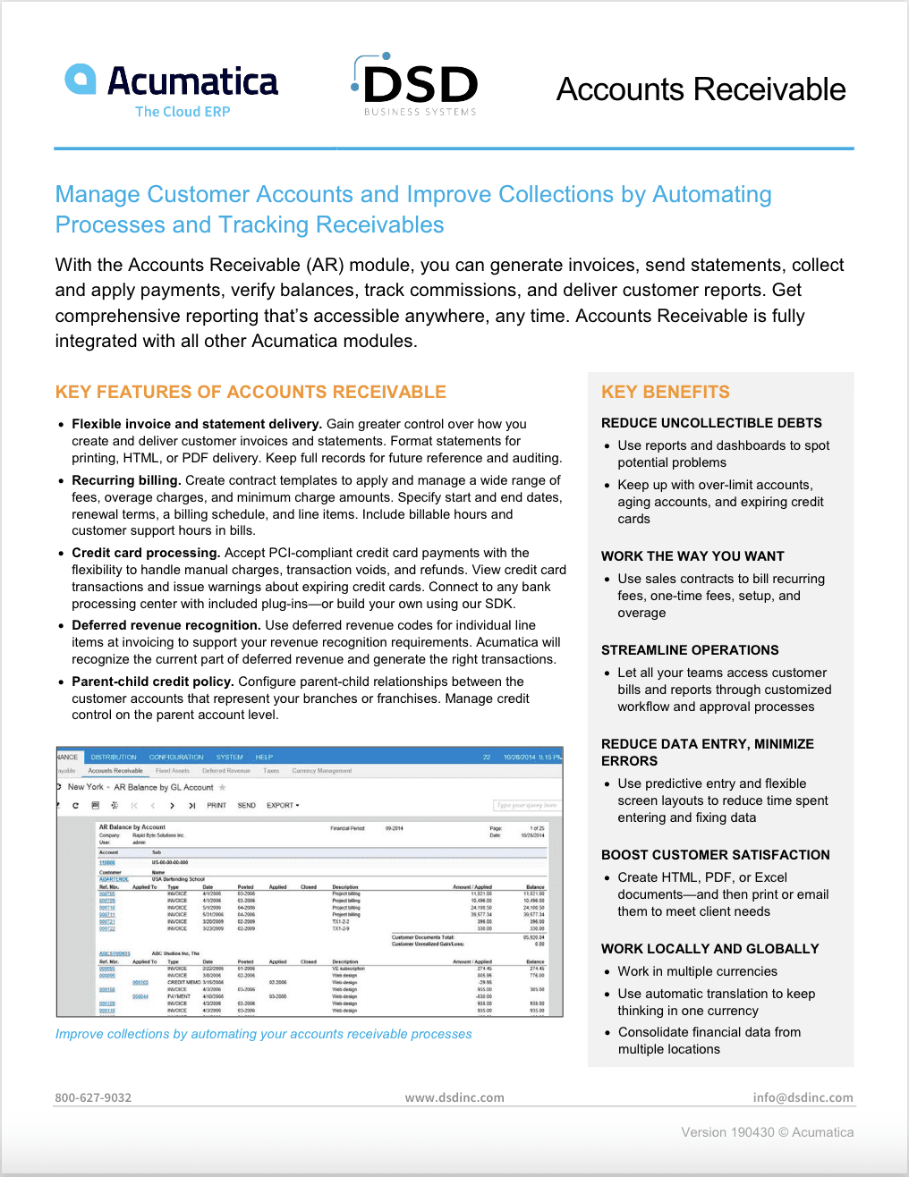 Acumatica Cloud ERP Accounts Receivable Module - DSD Business Systems