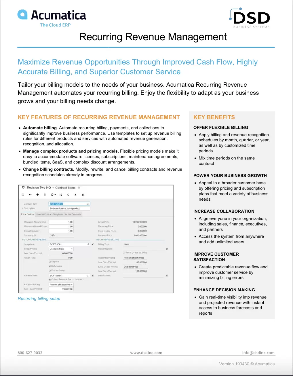 Acumatica Cloud ERP Recurring Revenue Management - DSD Business Systems