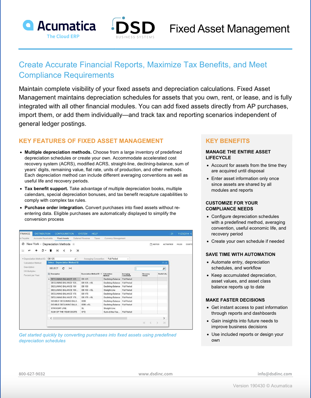 Acumatica Cloud ERP Fixed Asset Management Module - DSD Business Systems