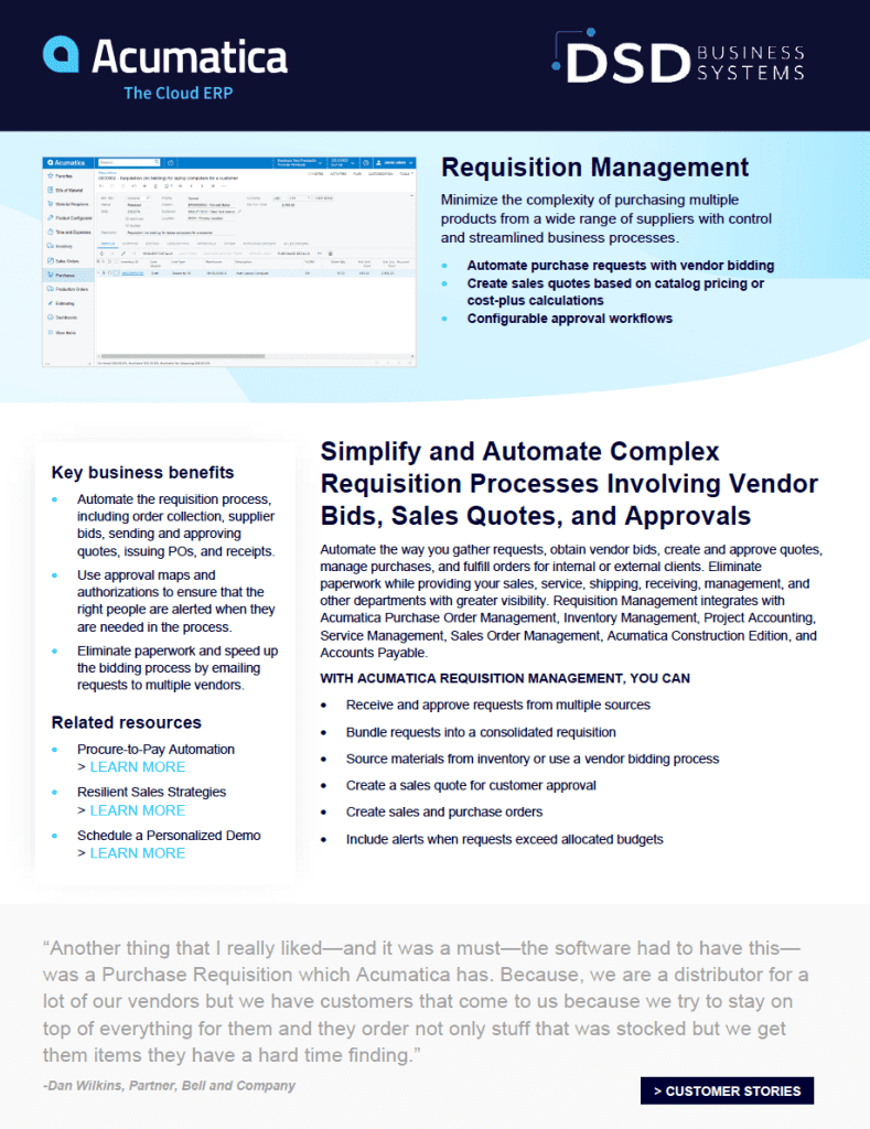 Acumatica Requisition Management Datasheet