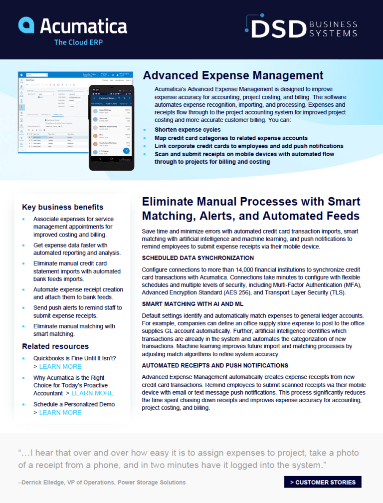 Acumatica Advanced Expense Management Datasheet